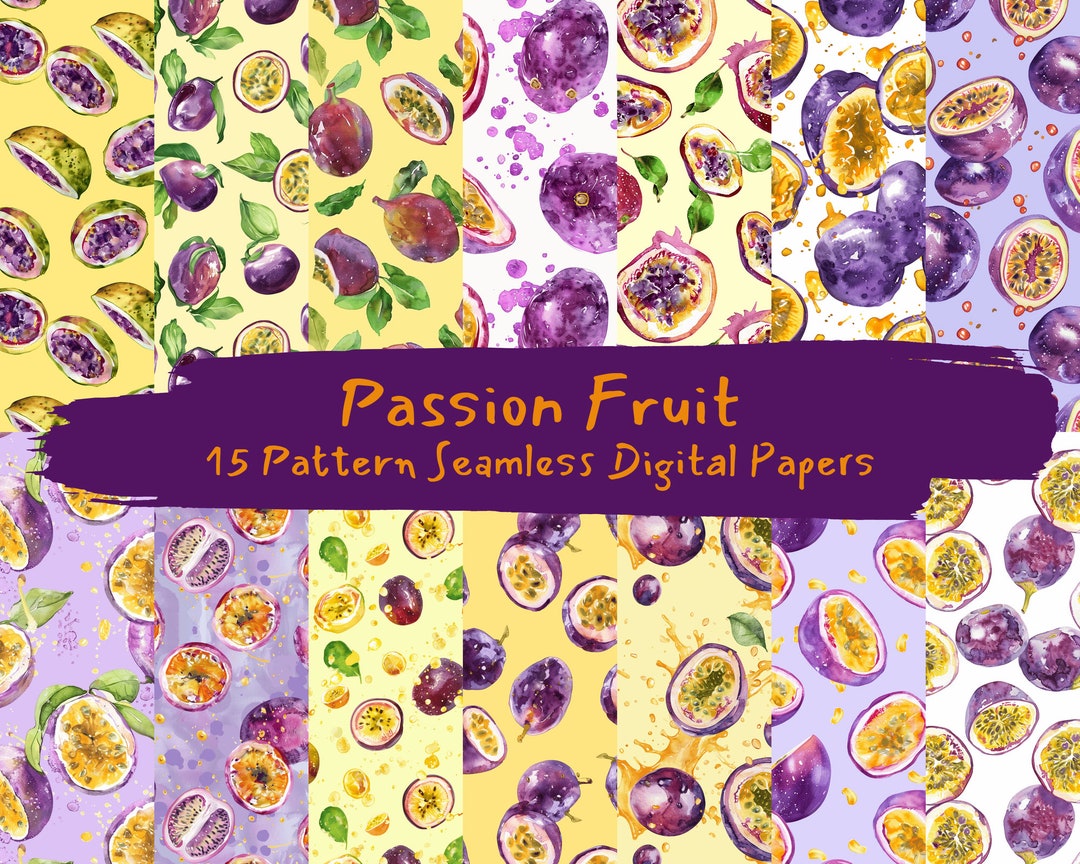 Passion Fruit Pattern Seamless Digital Papers - Printable Scrapbook ...