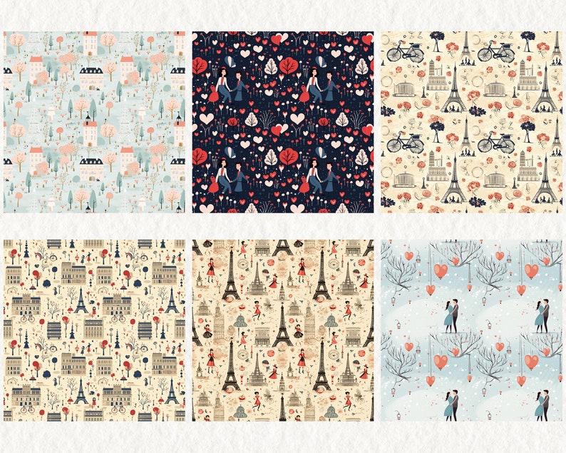 Parisian Romance Pattern Seamless Digital Papers - Tile Patterns ...