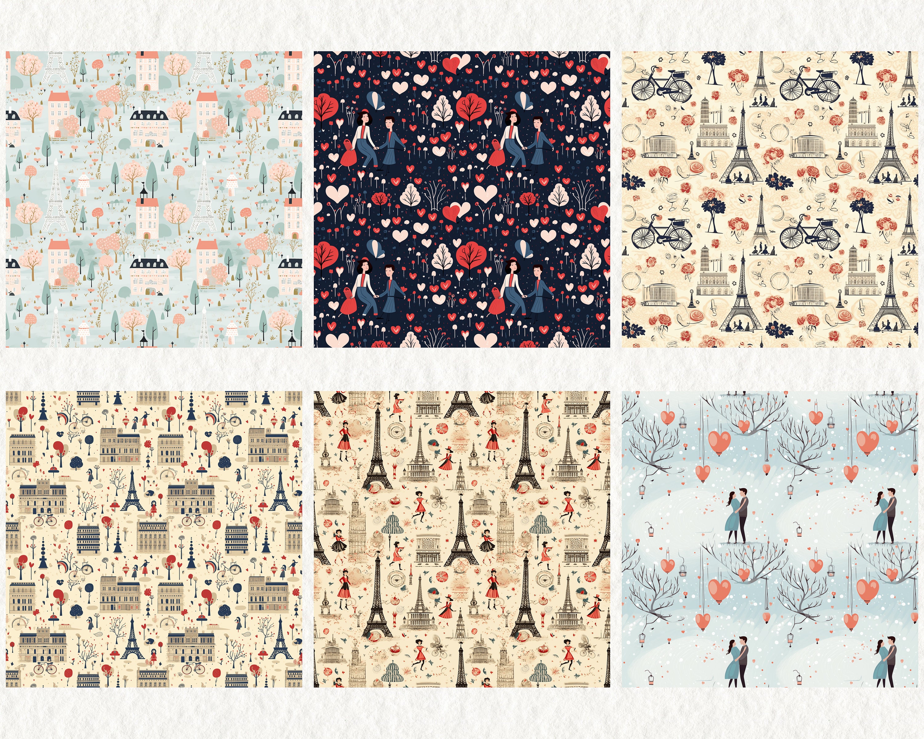 Parisian Romance Pattern Seamless Digital Papers Tile Patterns ...