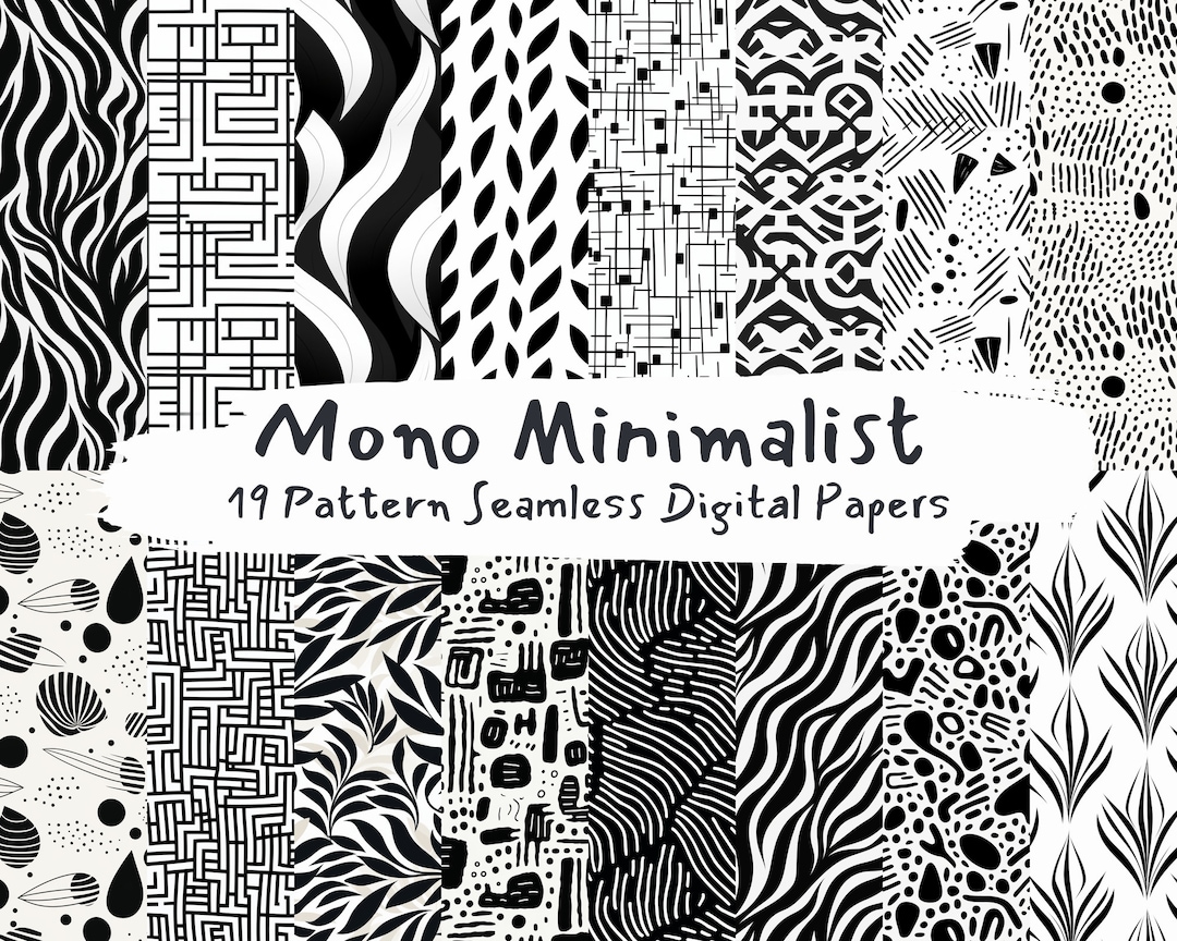 Mono Minimalist Pattern Seamless Digital Papers - Tile Patterns ...