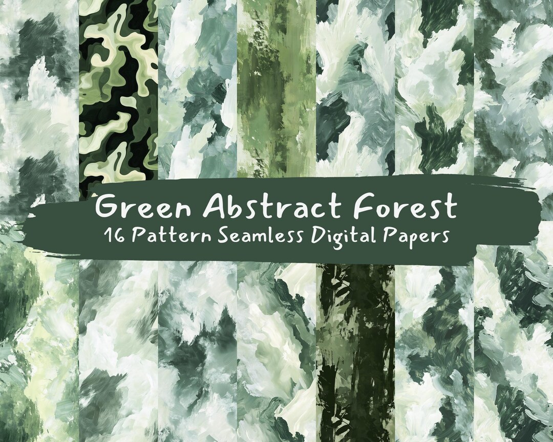 Green Abstract Forest Pattern Seamless Digital Papers - Printable ...