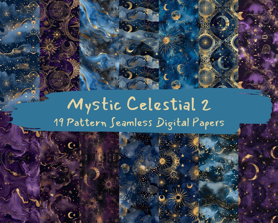 Mystic Celestial Pattern Seamless Digital Papers - Printable Scrapbook ...