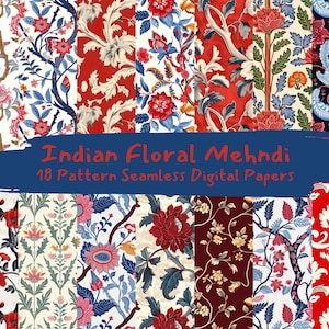 Indian Floral Mehndi Pattern Seamless Digital Papers - Printable ...