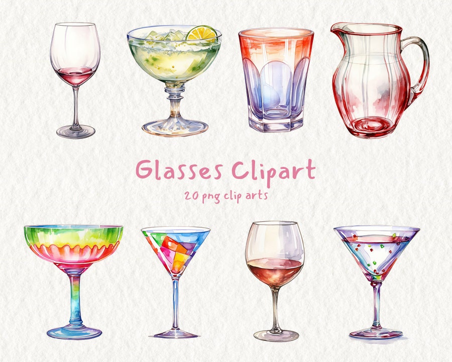 Glasses Clipart, Digital Printable Clip Art Graphics in PNG Format ...