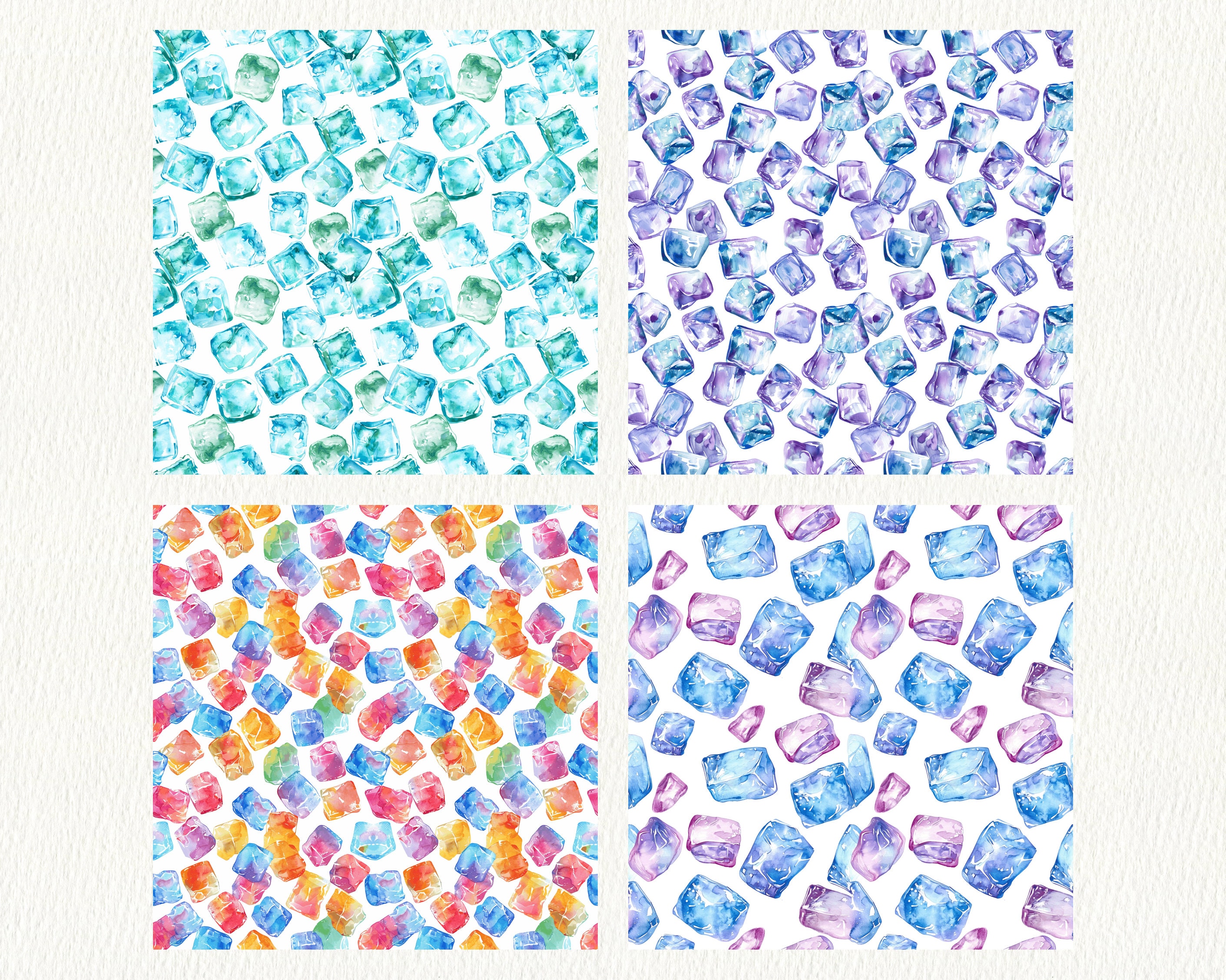 Summer Ice Cubes Pattern Seamless Digital Papers Printable Scrapbook ...