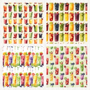 Smoothies Pattern Seamless Digital Papers - Printable Scrapbook Paper ...