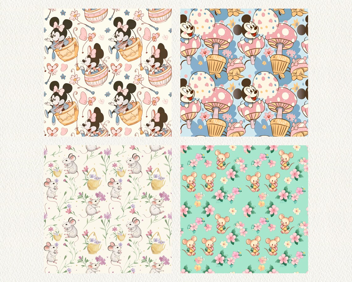 Magical Mouse Pattern Seamless Digital Papers - Printable Scrapbook ...