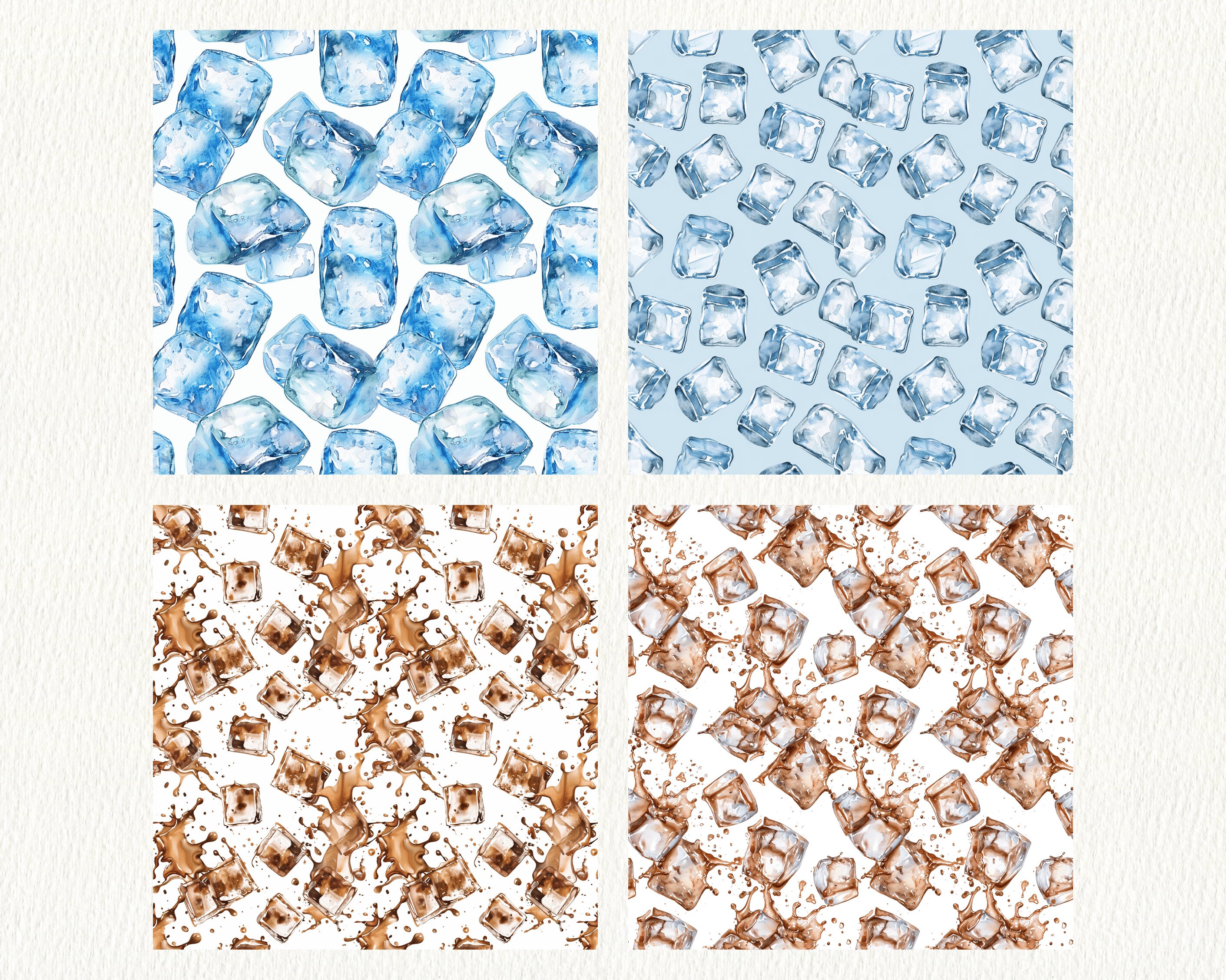 Summer Ice Cubes Pattern Seamless Digital Papers Printable Scrapbook ...