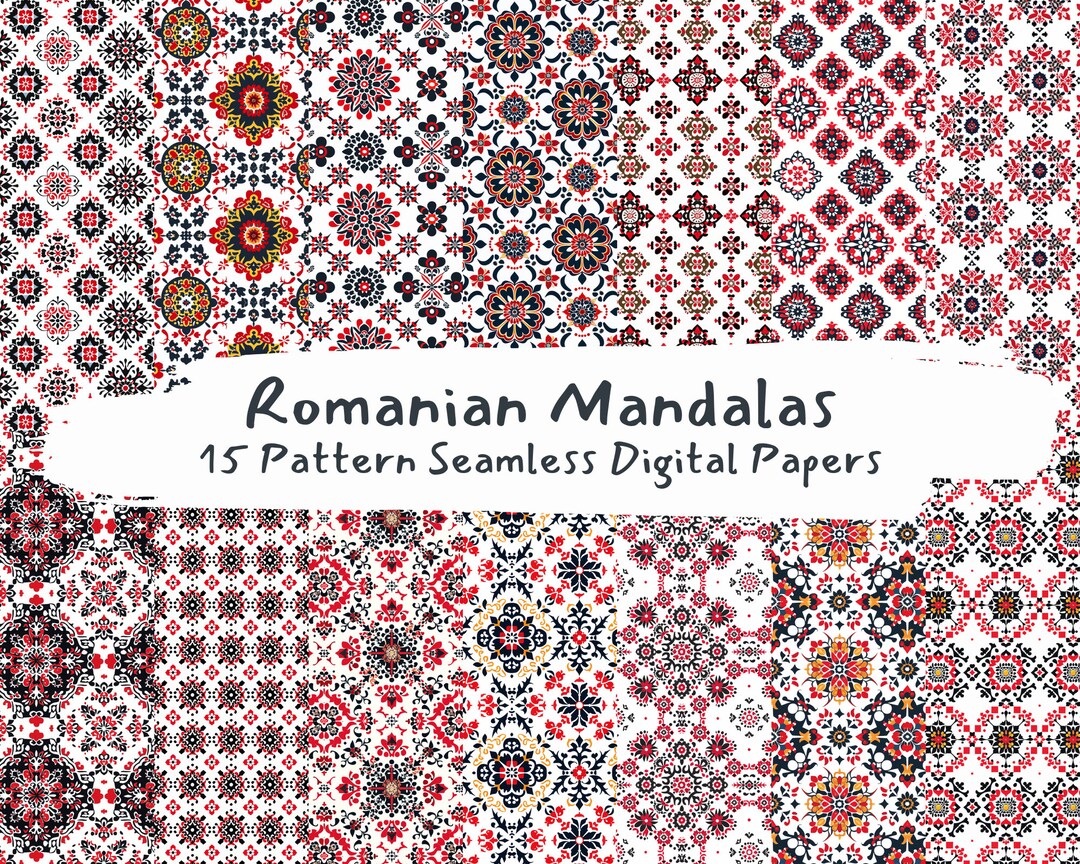Romanian Mandalas Pattern Seamless Digital Papers - Printable Scrapbook ...