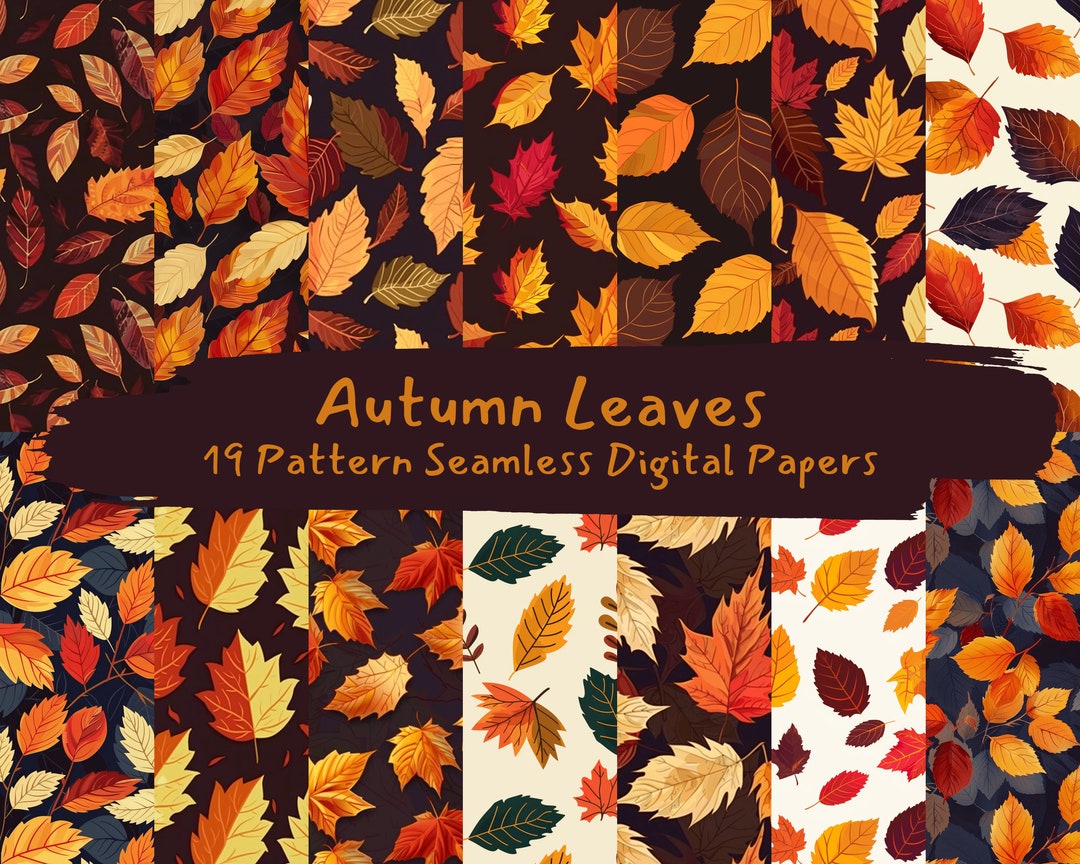 Autumn Leaves Pattern Seamless Digital Papers - Printable Scrapbook ...