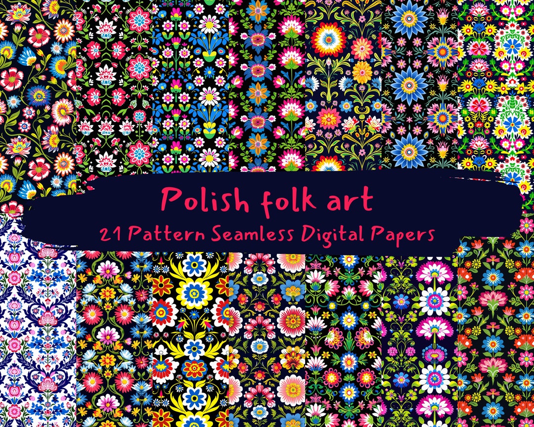 Polish Folk Art Pattern Seamless Digital Papers - Printable Scrapbook ...