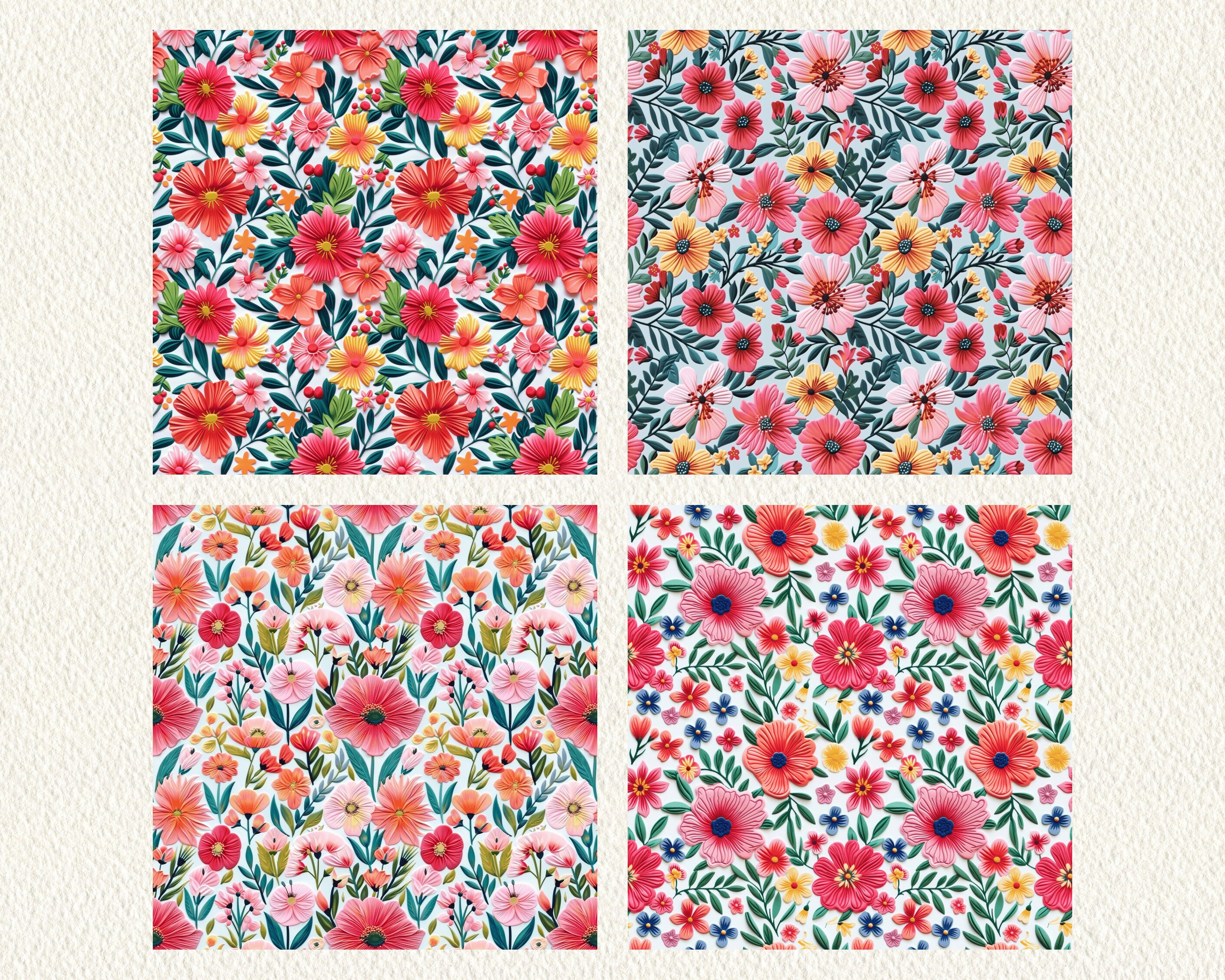 Colorful Spring Floral Pattern Seamless Digital Papers Printable ...