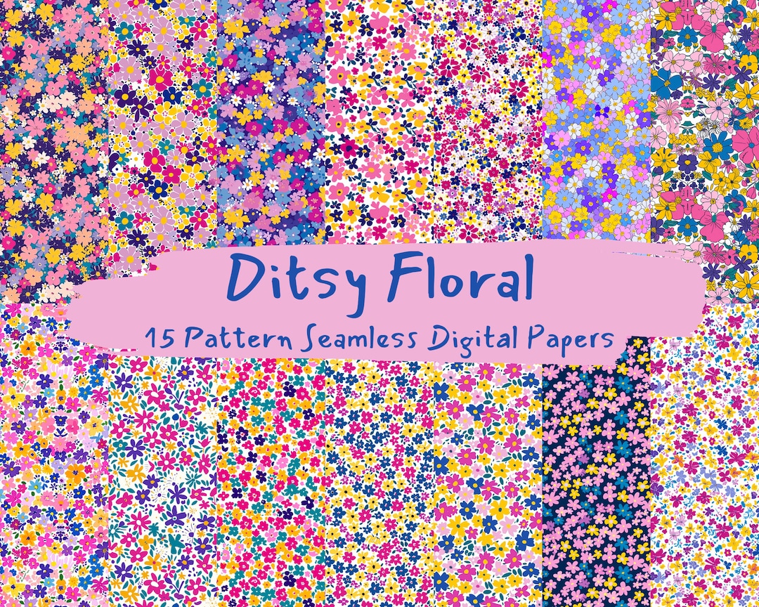 Ditsy Floral Pattern Seamless Digital Papers - Printable Scrapbook ...