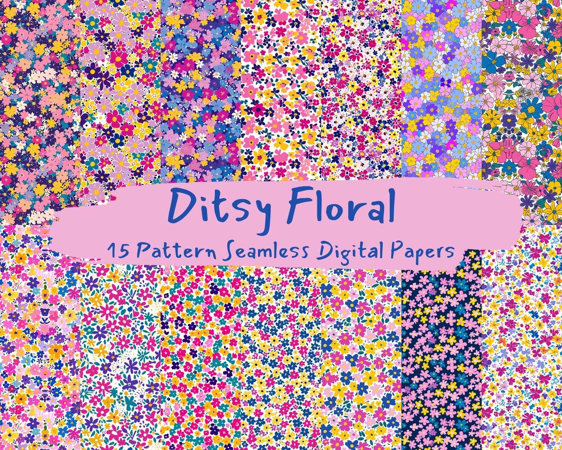 Ditsy Floral Pattern Seamless Digital Papers Printable Scrapbook Paper ...
