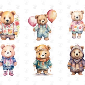 Cute Bear in Suits and Other Clothes, Digital Printable Clip Art ...