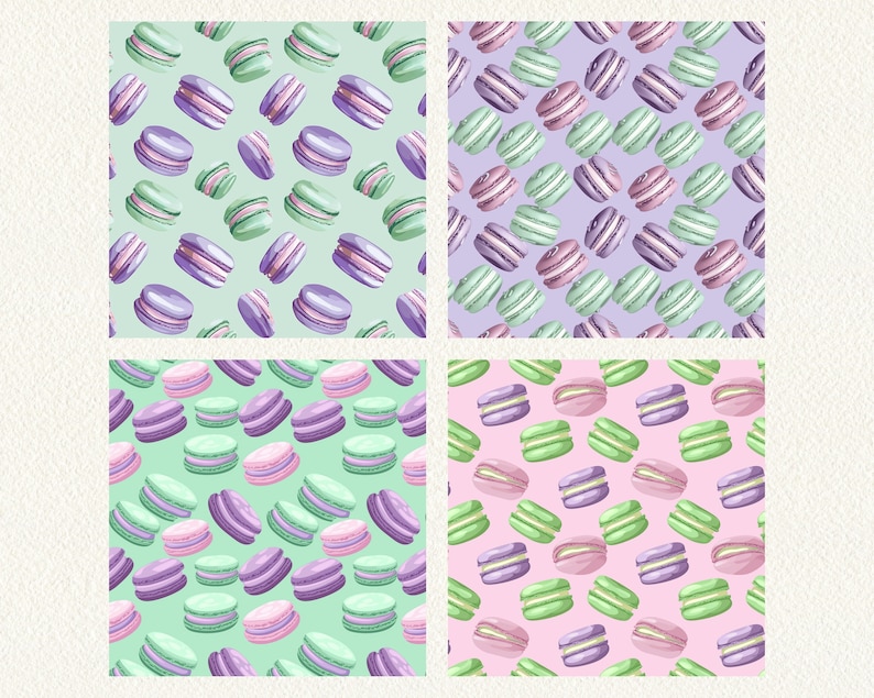 Pastel Macarons Pattern Seamless Digital Papers - Tile Patterns ...