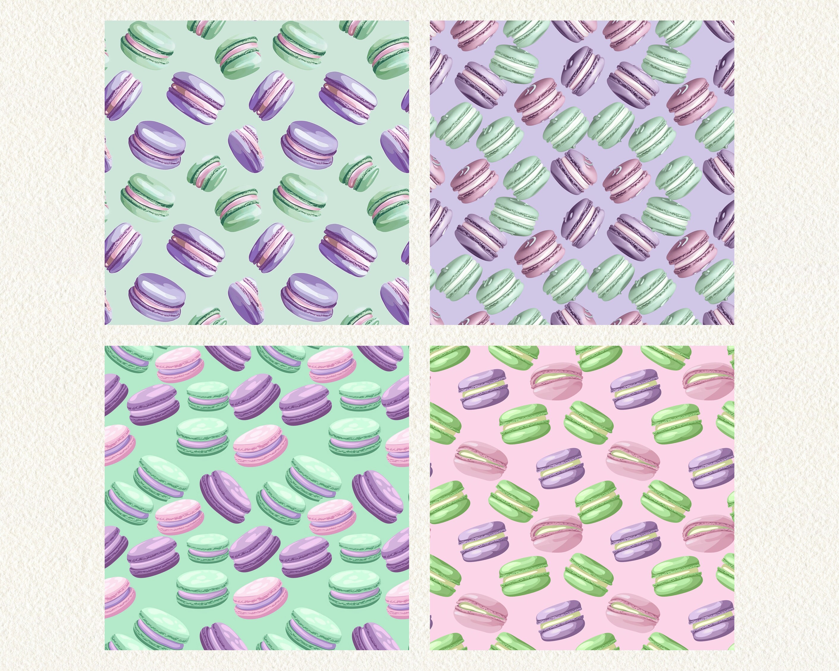 Pastel Macarons Pattern Seamless Digital Papers - Tile Patterns ...