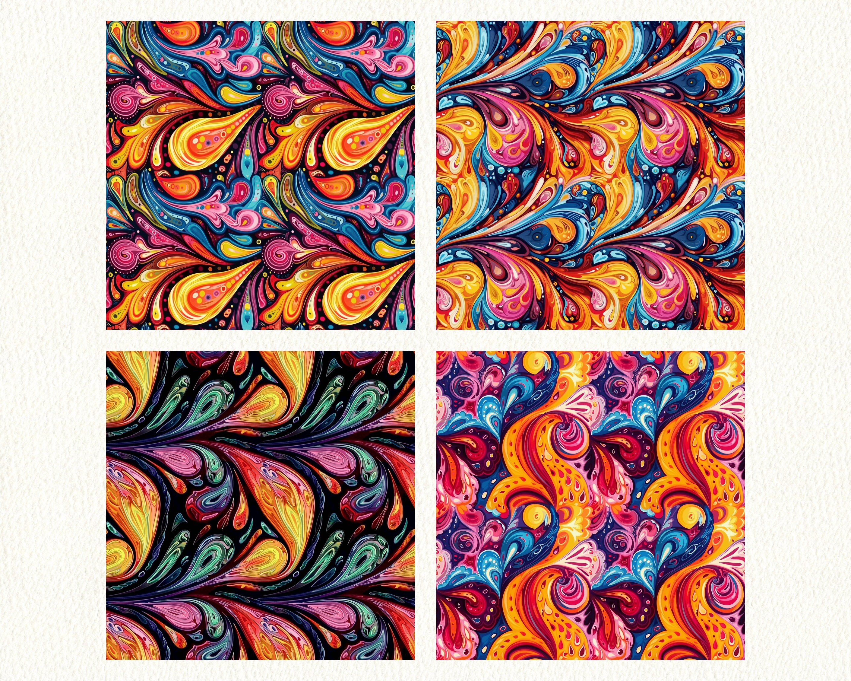 Colorful Paisley Pattern Seamless Digital Papers - Printable Scrapbook ...