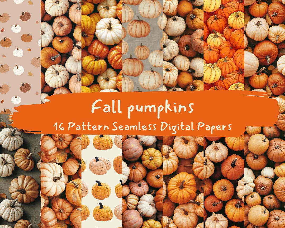 Fall Pumpkins Pattern Seamless Digital Papers - Printable Scrapbook ...