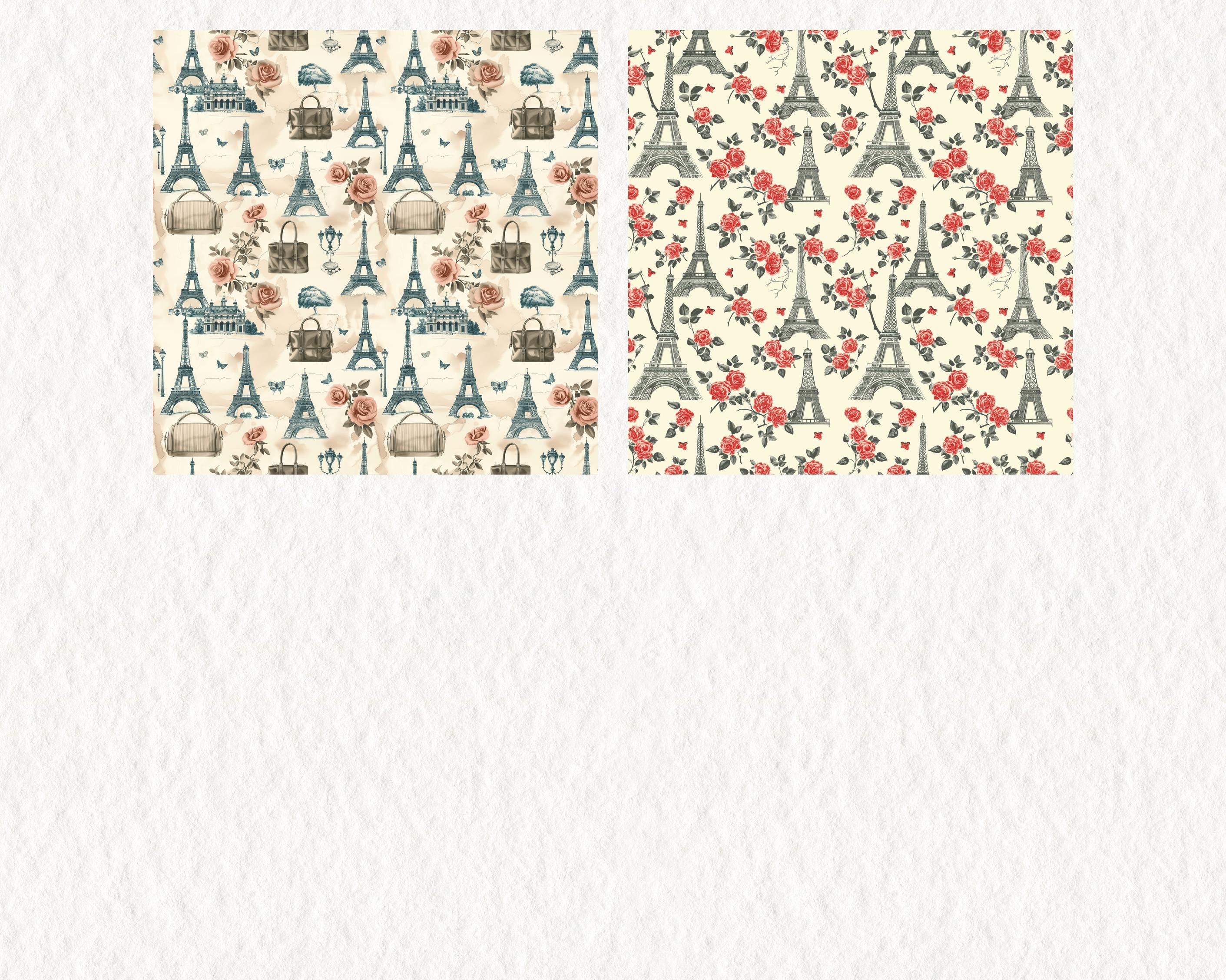 Vintage Paris Pattern Seamless Digital Papers - Printable Scrapbook ...