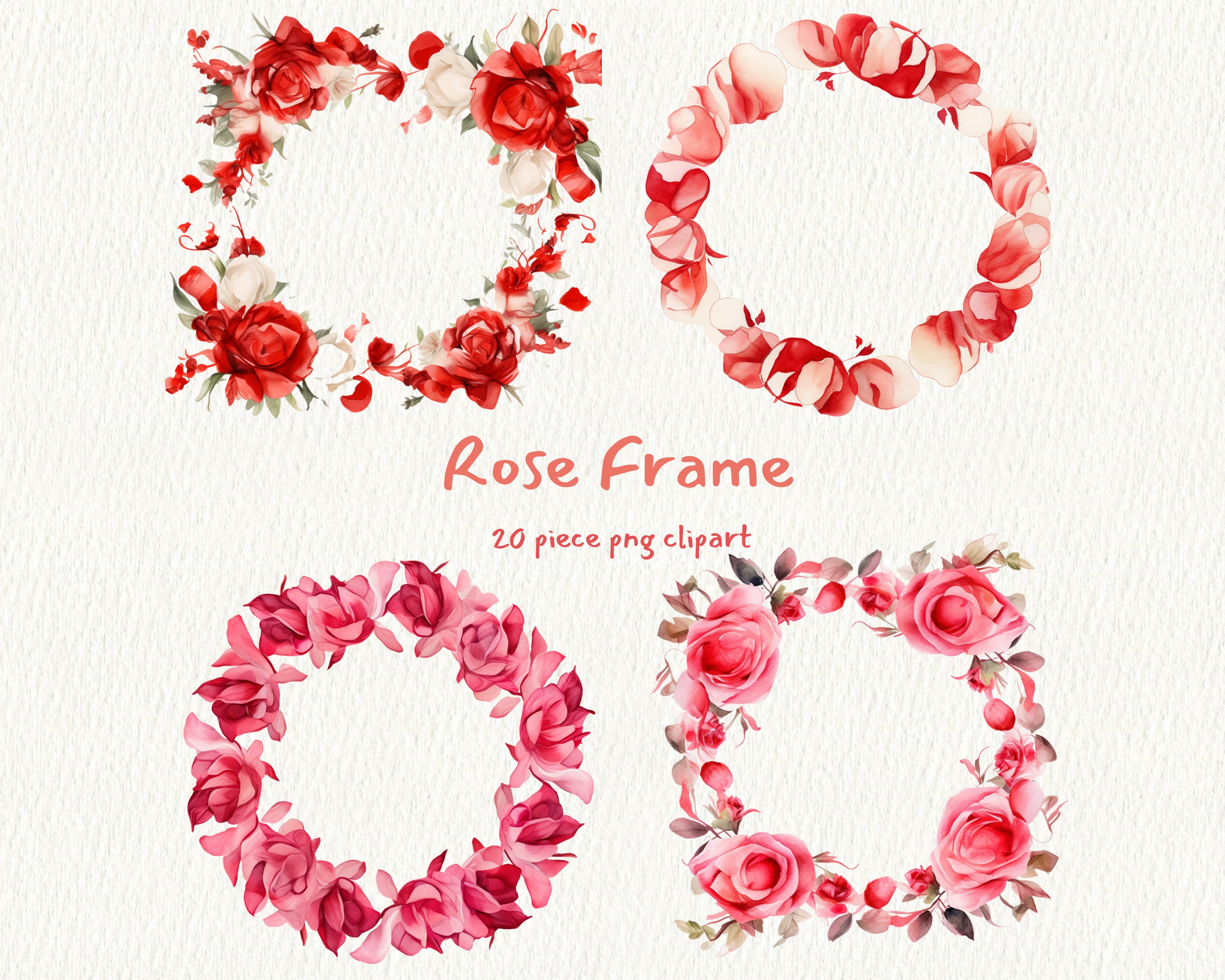 Rose Petals Frame Digital Printable Clip Art Graphics in PNG - Etsy