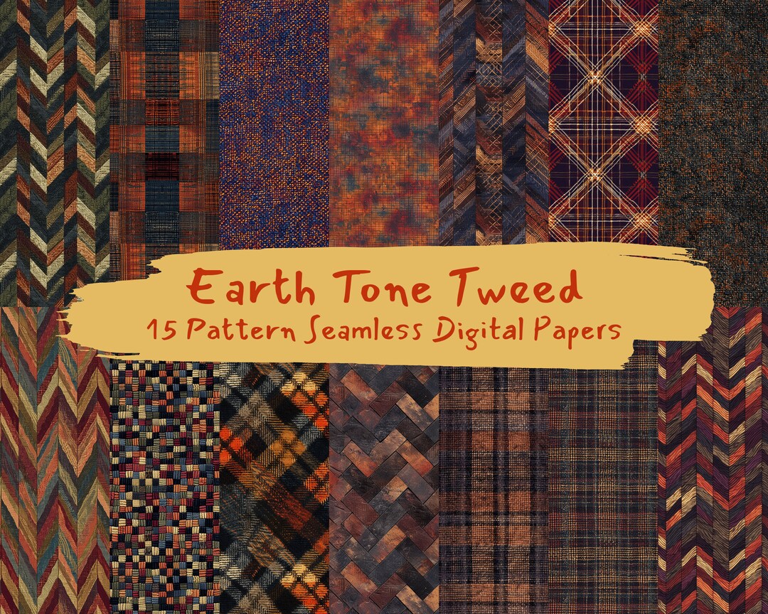 Earth Tone Tweed Pattern Seamless Digital Papers - Printable Scrapbook ...