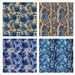 Klimt Blue Floral Pattern Seamless Digital Papers - Printable Scrapbook ...