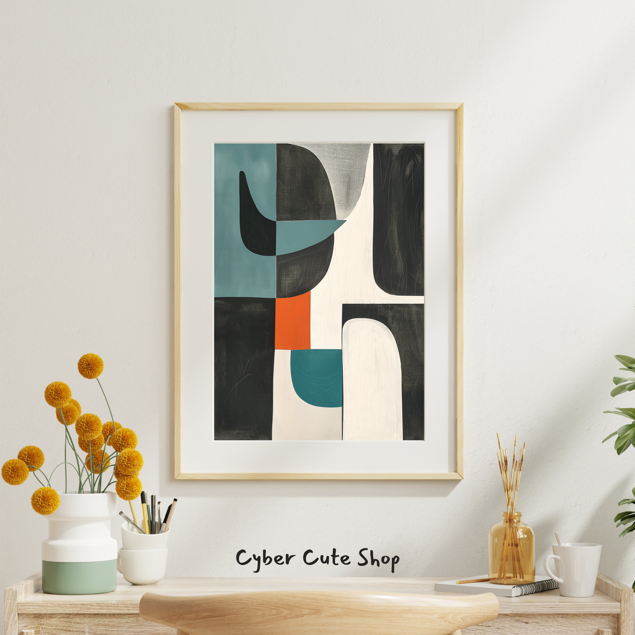 Modern Abstract Geometric Wall Art, Vibrant Digital Print, Instant ...