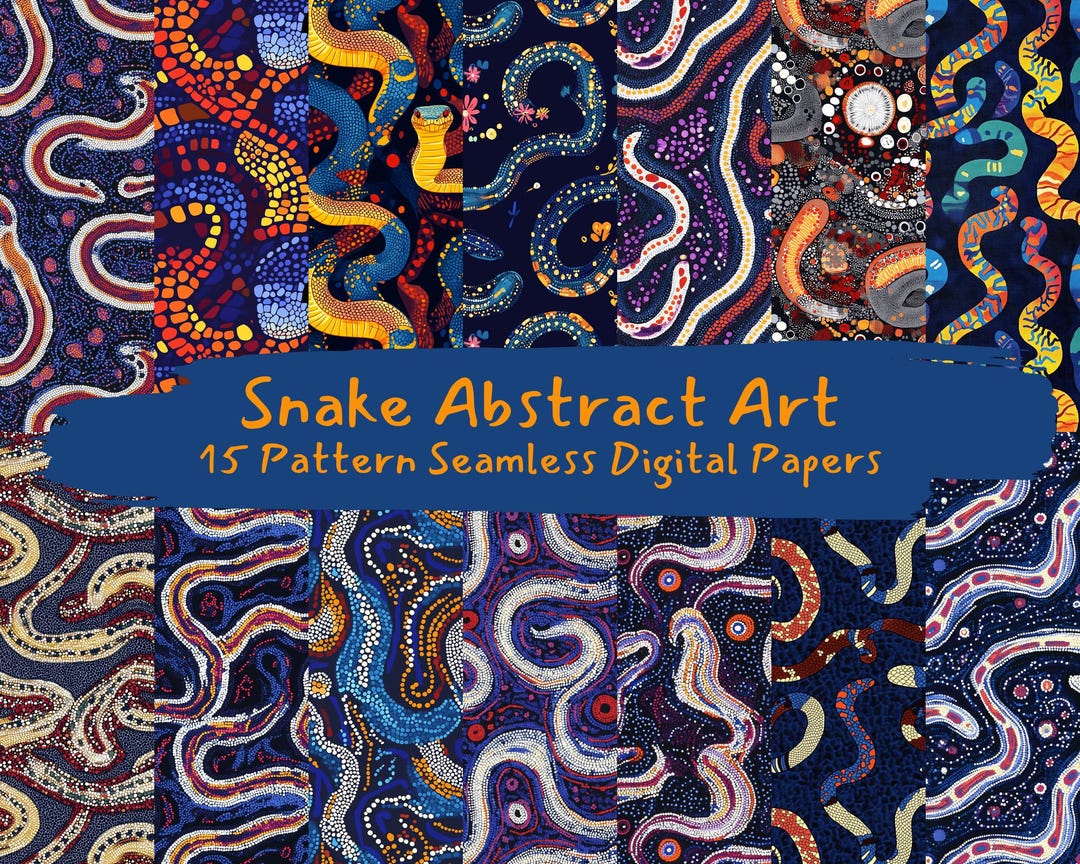 Snake Abstract Art Pattern Seamless Digital Papers - Printable ...