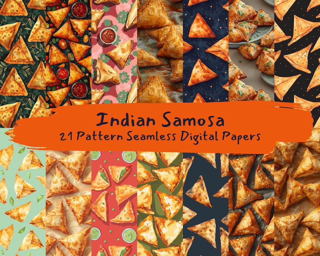 Indian Samosa Pattern Seamless Digital Papers - Printable Scrapbook ...