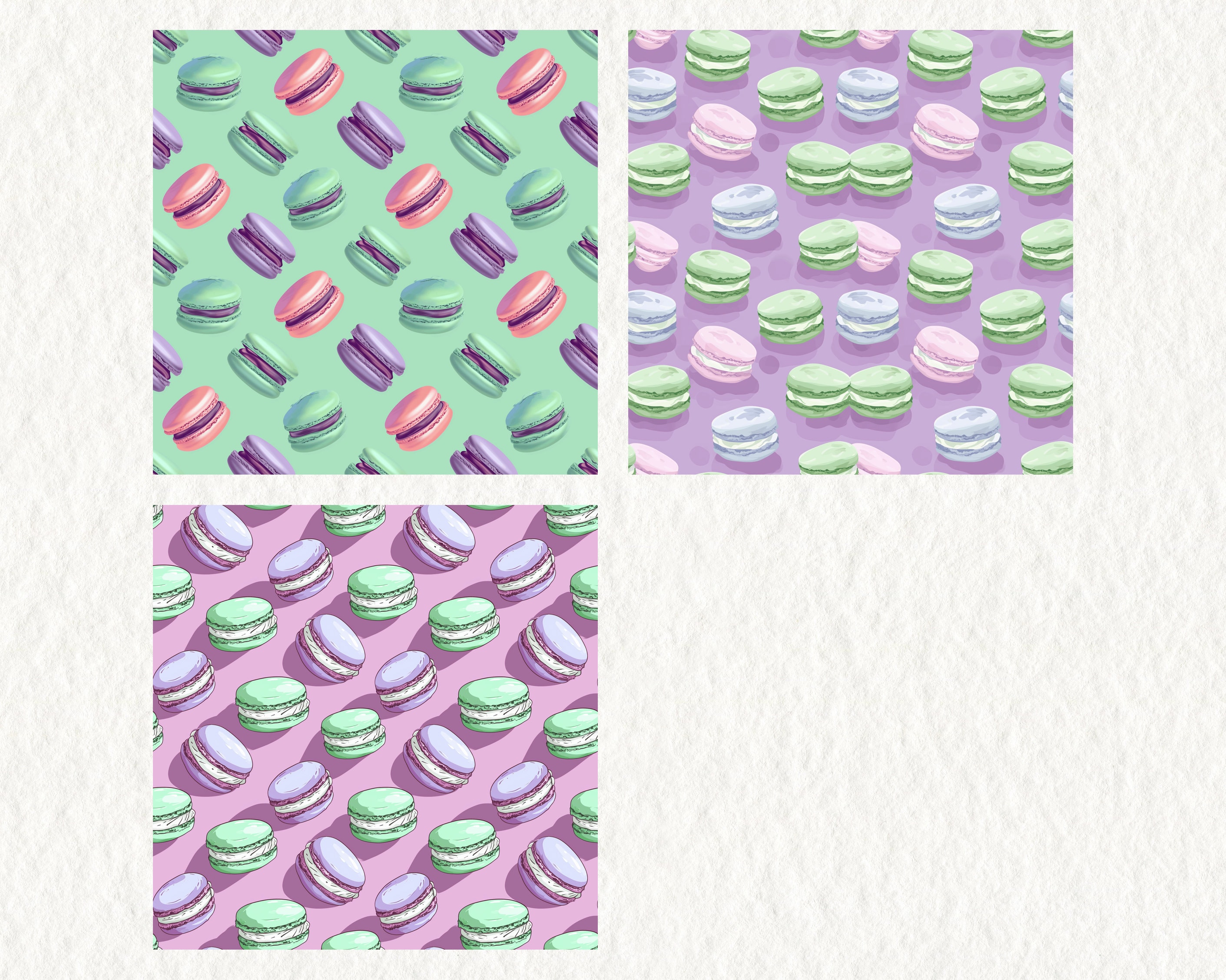 Pastel Macarons Pattern Seamless Digital Papers Tile Patterns Printable ...