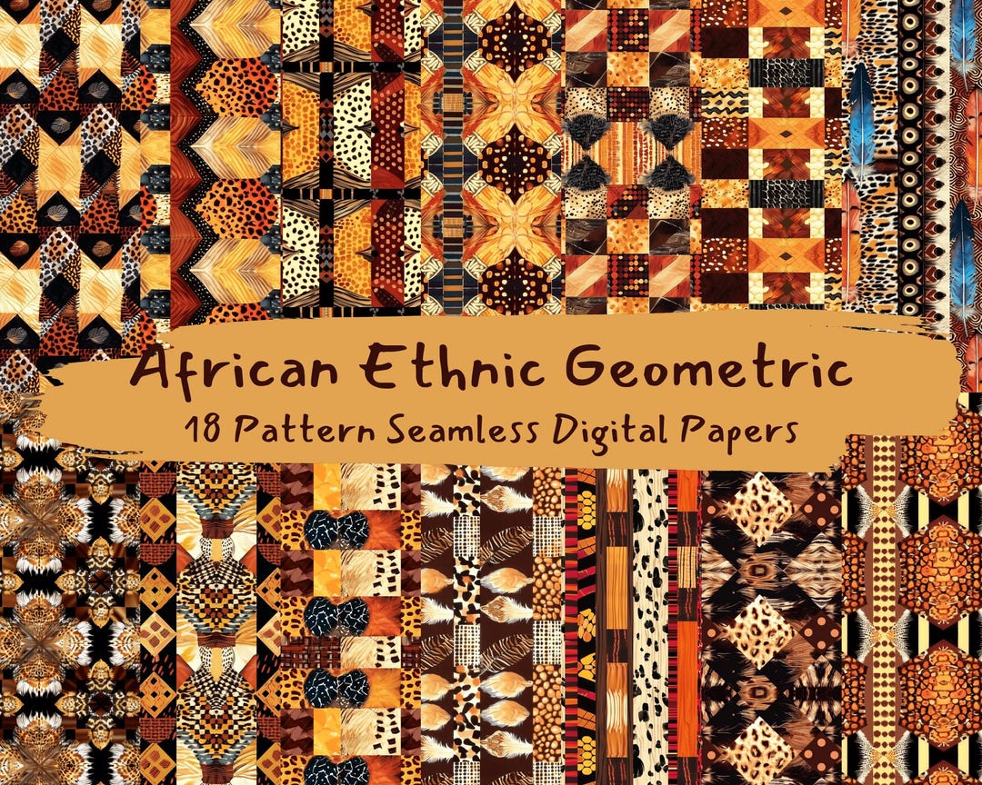 African Ethnic Geometric Pattern Seamless Digital Papers - Printable ...