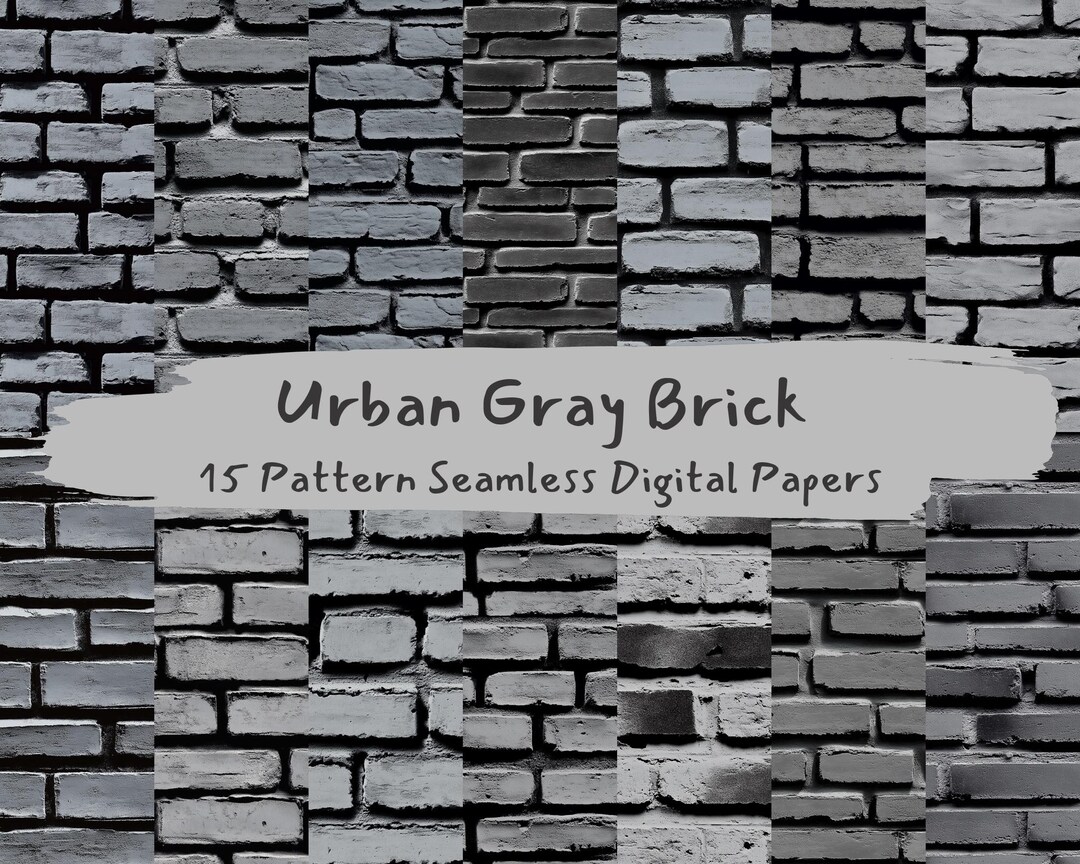 Urban Gray Brick Pattern Seamless Digital Papers - Printable Scrapbook ...