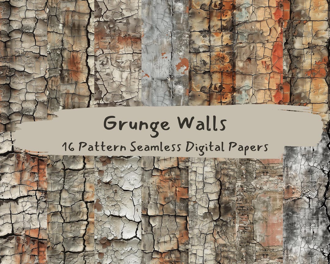Grunge Walls Pattern Seamless Digital Papers - Printable Scrapbook ...