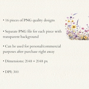 Watercolor Wildflowers Printable Clipart, Png Format, Transparent ...