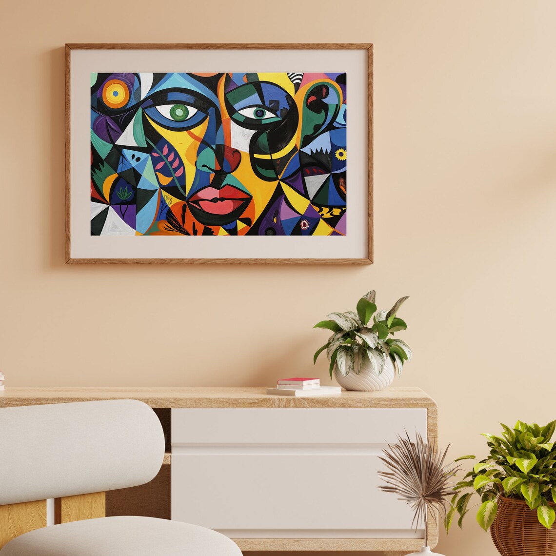 Cubist Angel Face Painting - Bold Printable Wall Art, Instant Download ...