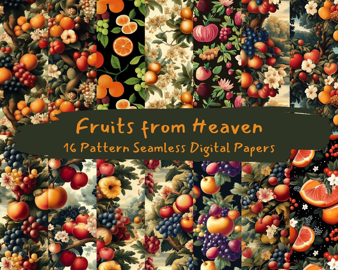Fruits From Heaven Pattern Seamless Digital Papers - Printable ...