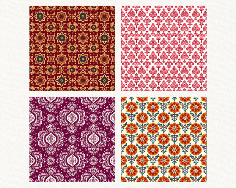 Indian Pattern Seamless Digital Papers - Printable Scrapbook Paper ...