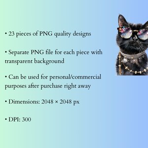 Dat Cool Cat Digital Printable Clipart Bundle in PNG Format Transparent ...