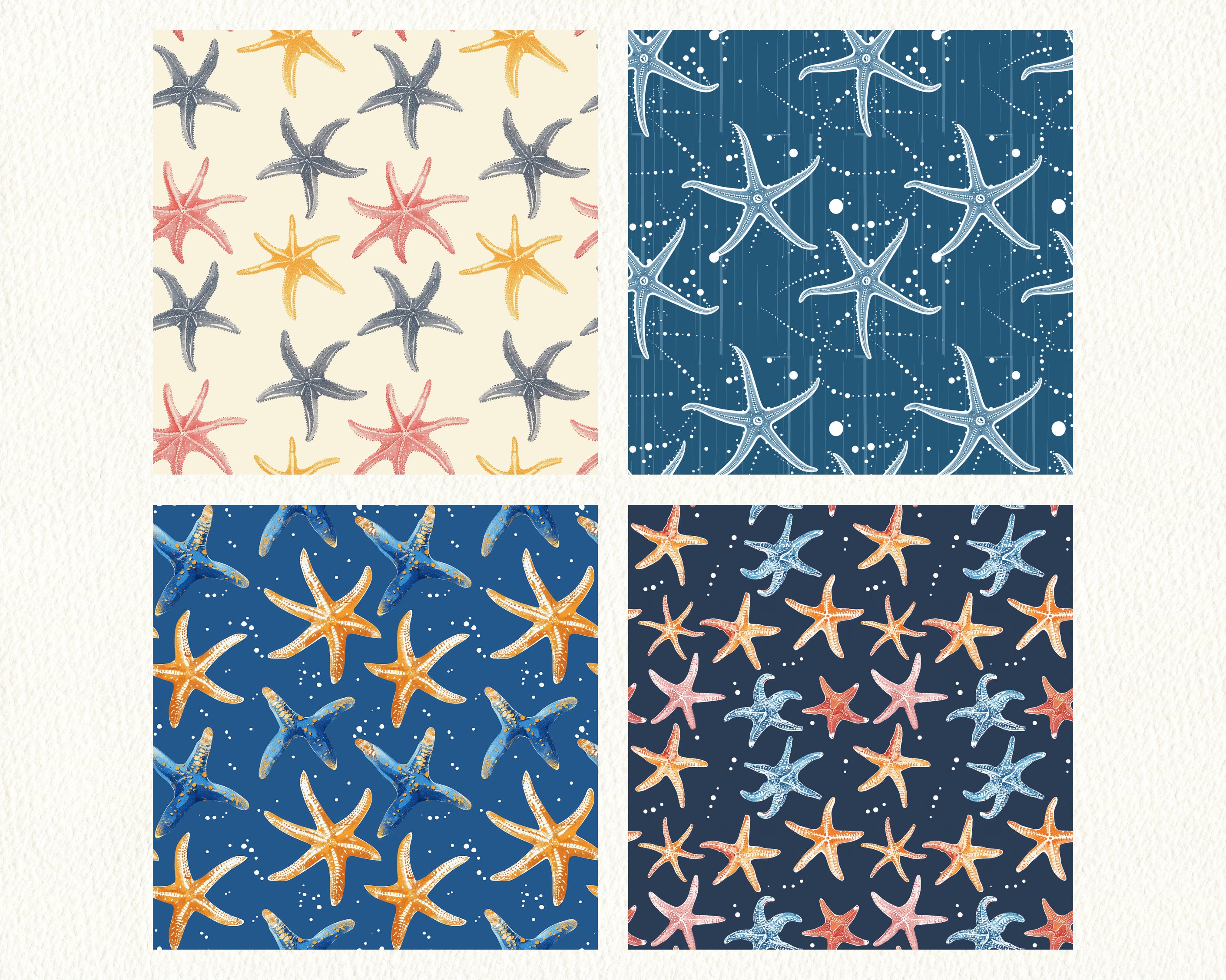 Starfish Pattern Seamless Digital Papers Printable Scrapbook Paper ...