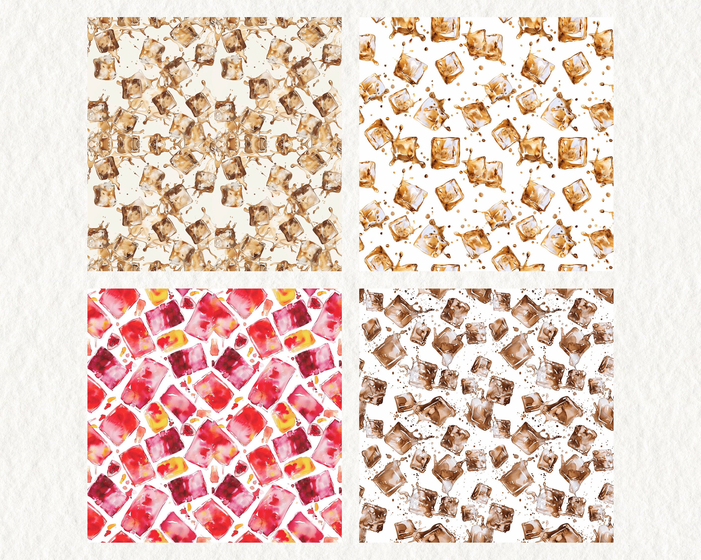 Summer Ice Cubes Pattern Seamless Digital Papers Printable Scrapbook ...