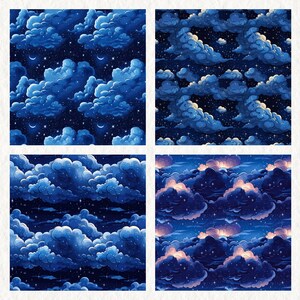 Fantasy Night Sky Pattern Seamless Digital Papers - Printable Scrapbook ...