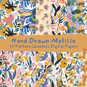 Hand Drawn Matisse Pattern Seamless Digital Papers - Printable ...