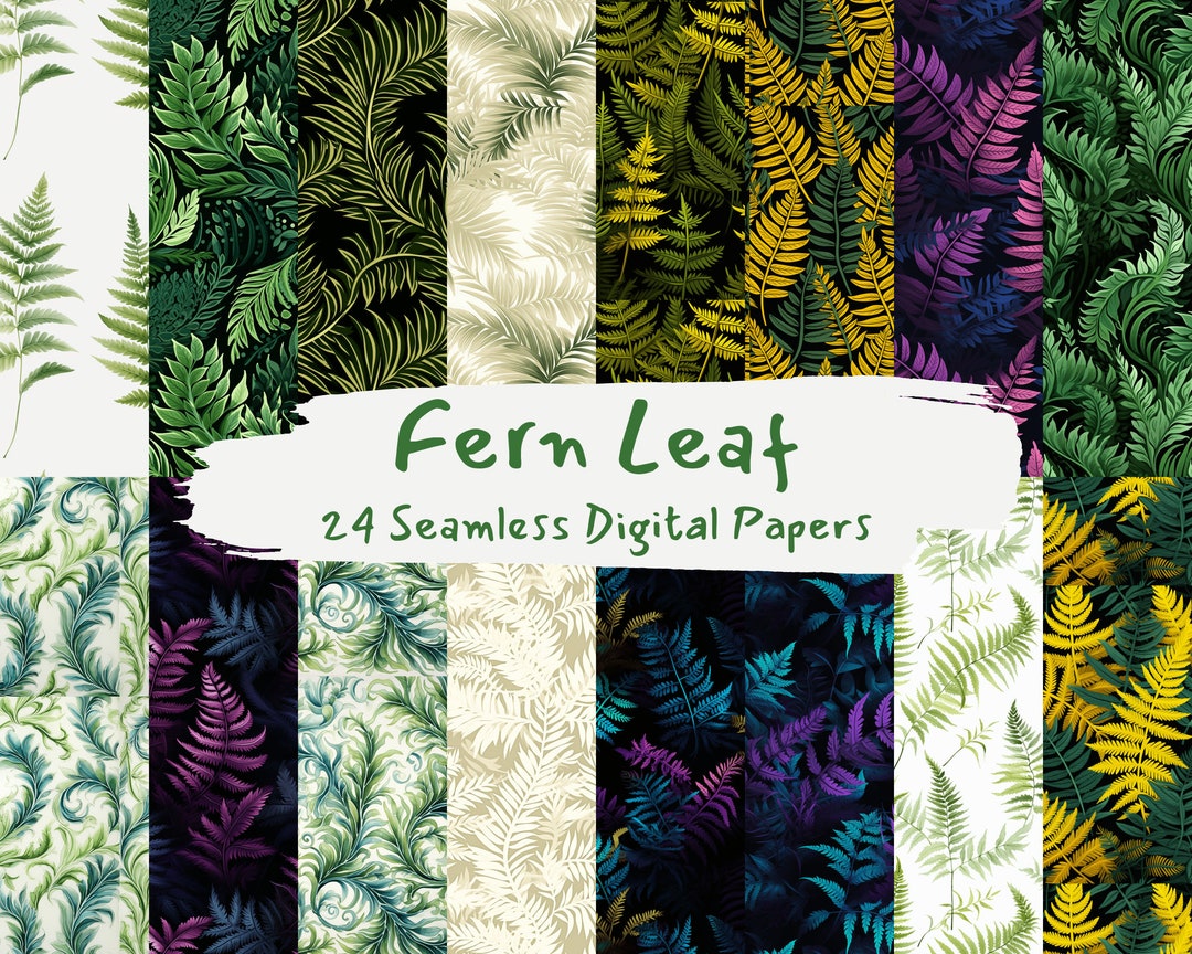 Fern Leaf Scrapbook Papers, Seamless Printable Patterns, Instant ...