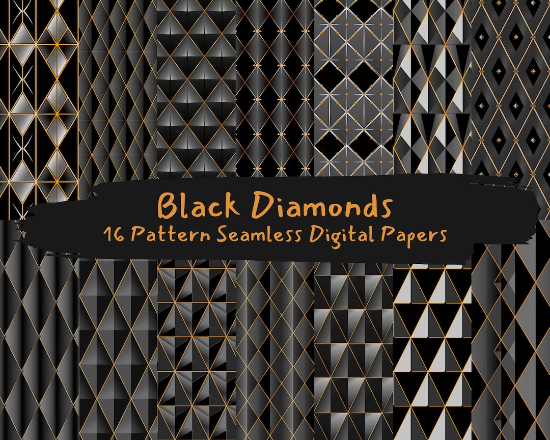 Black Diamonds Pattern Seamless Digital Papers - Printable Scrapbook ...