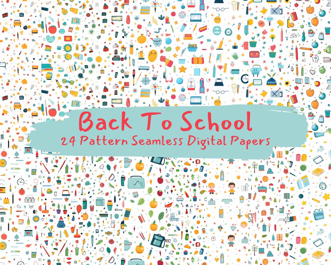 Back to School Pattern Seamless Digital Papers - Tile Patterns ...