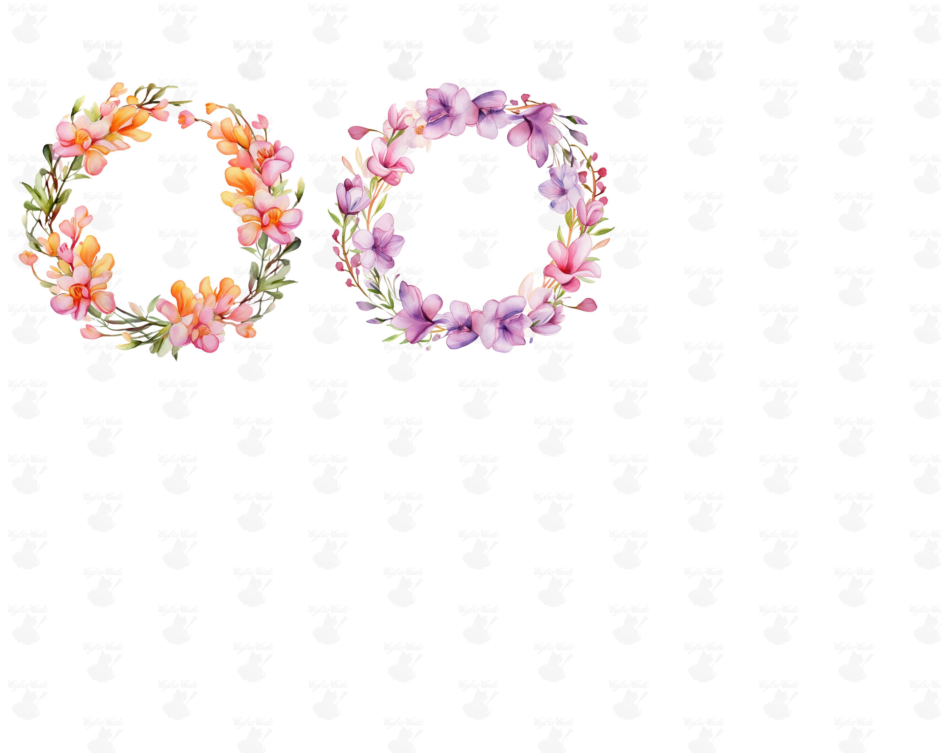 Freesia Frame, Digital Printable Clip Art Graphics in PNG Format ...