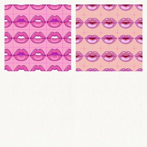 Pink Lips Pattern Seamless Digital Papers - Printable Scrapbook Paper ...
