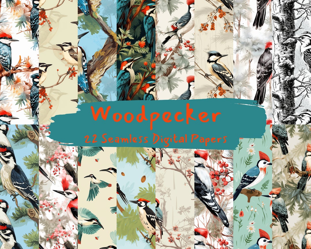 Woodpecker Pattern Seamless Digital Papers - Tile Patterns Printable ...