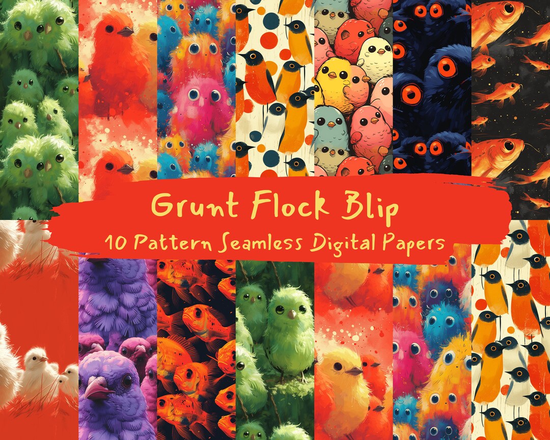 Grunt Flock Blip Pattern Seamless Digital Papers - Printable Scrapbook ...